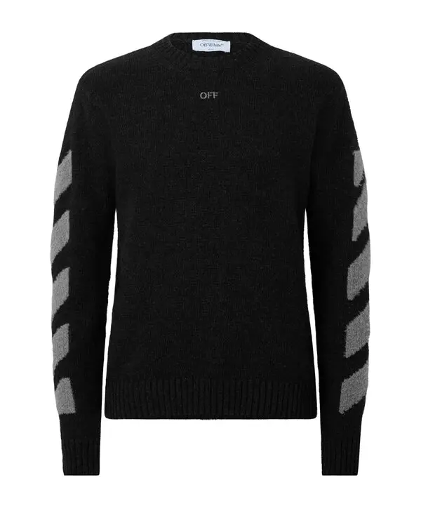 Off-White Crewneck Knit Sweater - Black