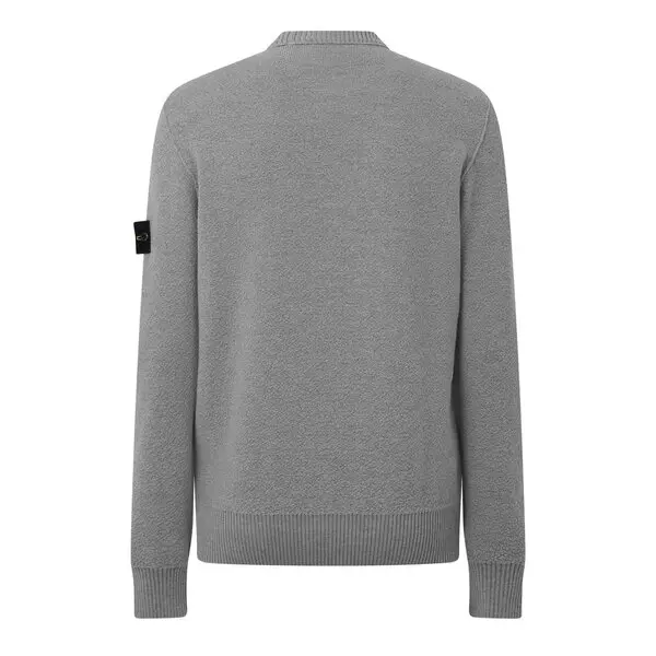Stone Island Crewneck Sweater With Branded Badge - Gray