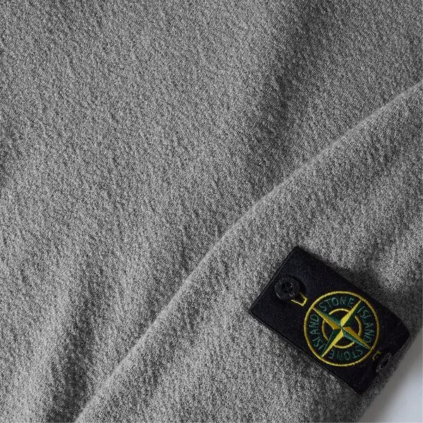 Stone Island Crewneck Sweater With Branded Badge - Gray