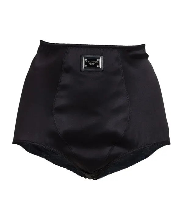Dolce & Gabbana High-waisted Solid-color Satin Briefs - Black