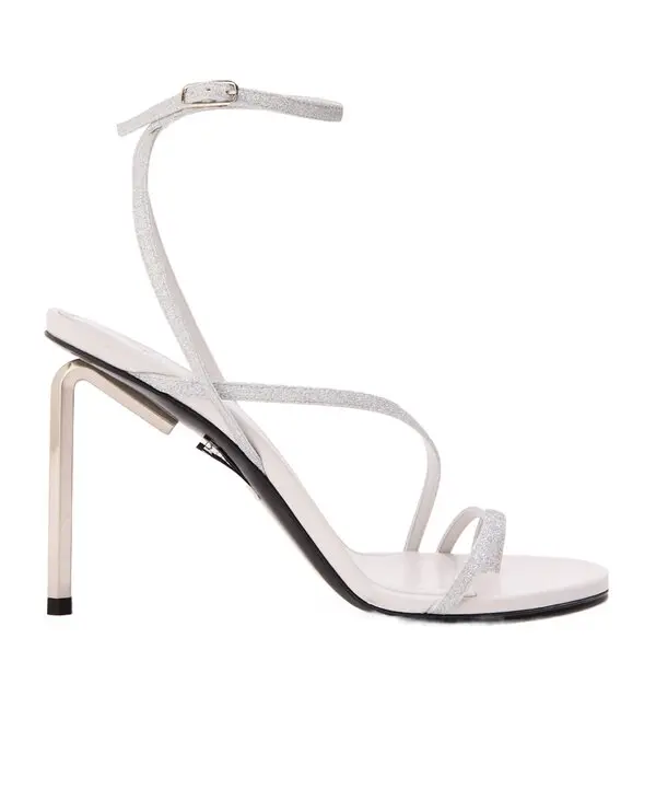 Off-White Toeloop Stiletto Heel Sandals - Silver