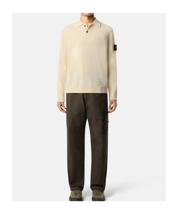 Stone Island Loose-fit Polo Collar Sweater With Button Placket