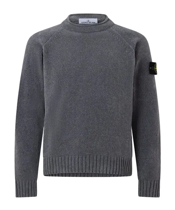 Stone Island Crewneck Sweater With Raglan Sleeves And Iconic Sleeve Badge - Black