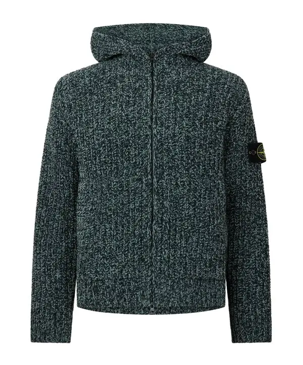 Stone Island Zipup Hooded Sweater - Black