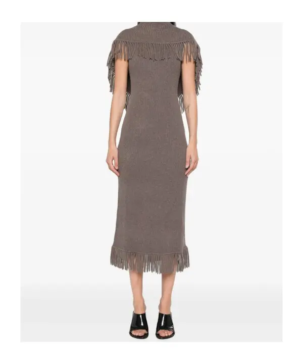 Simkhai Fringe-trim Ribbed-knit Dress