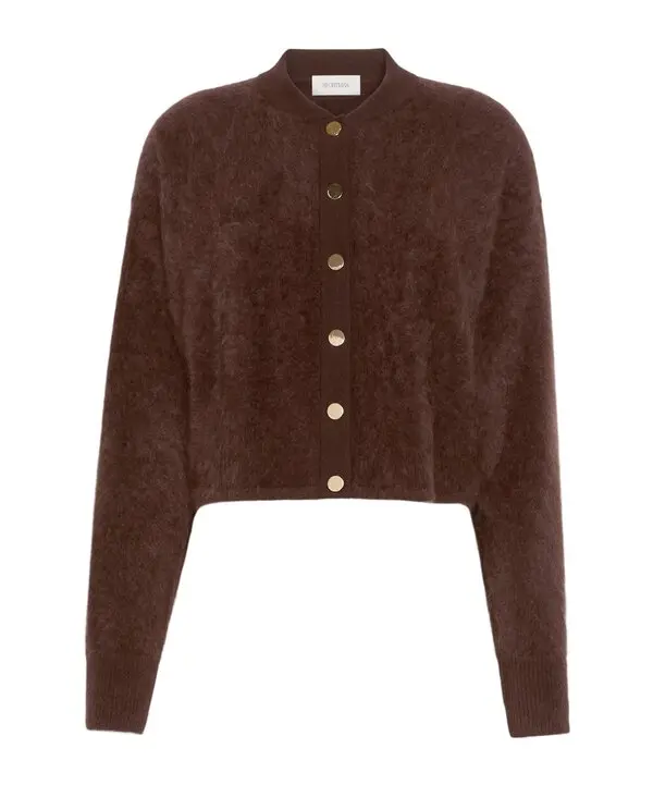 Sportmax Pure Cashmere Bomber Jacket Chocolate - Chocolate-colored