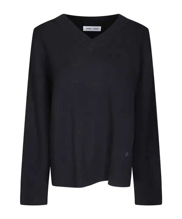 SAMSOE SAMSOE V-neck Knit Top - Black