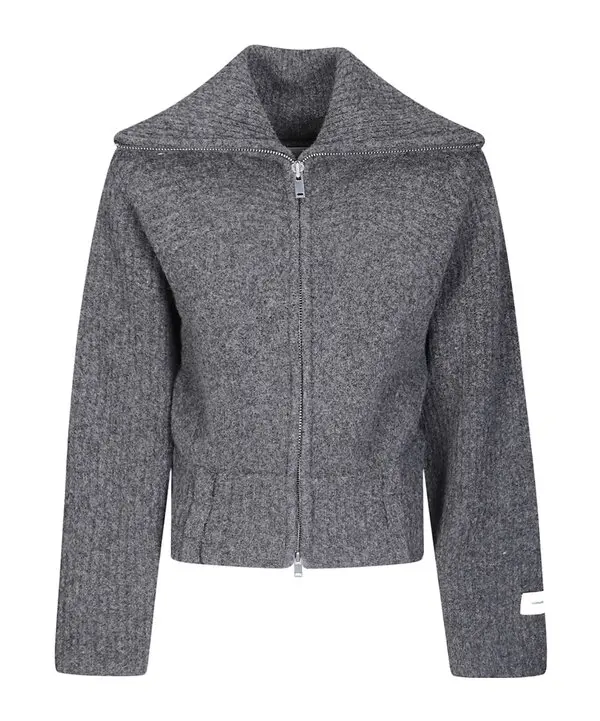 SAMSOE SAMSOE Cropped Knit Zip-up Jacket
