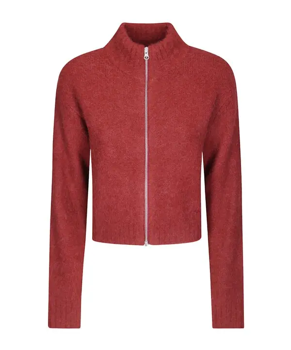 SAMSOE SAMSOE Cropped Zipup Knit - Wine Red
