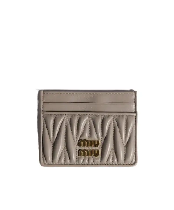 Miu Miu Matelassé Nappa Leather Card Holder - Pumice