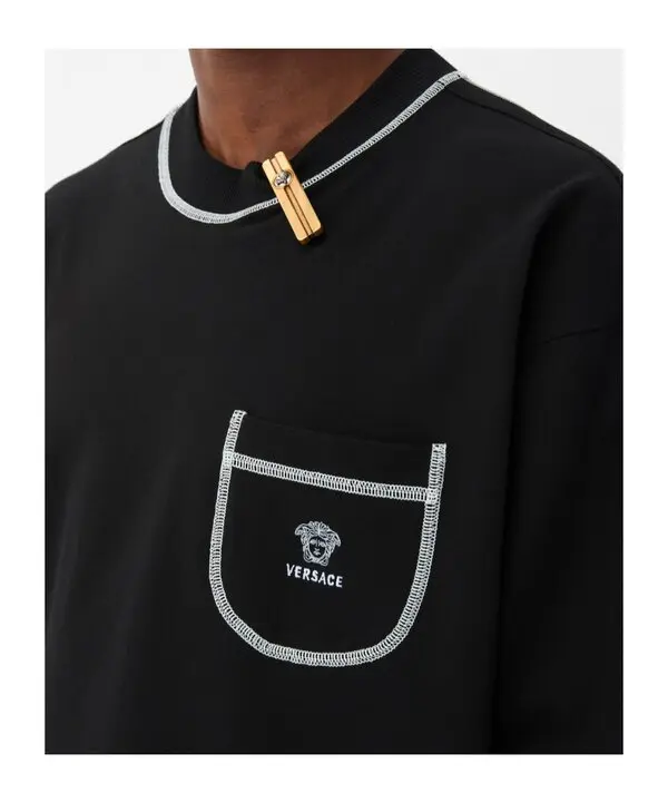 Versace Embroidered-logo Stretch Cotton Jersey T-shirt