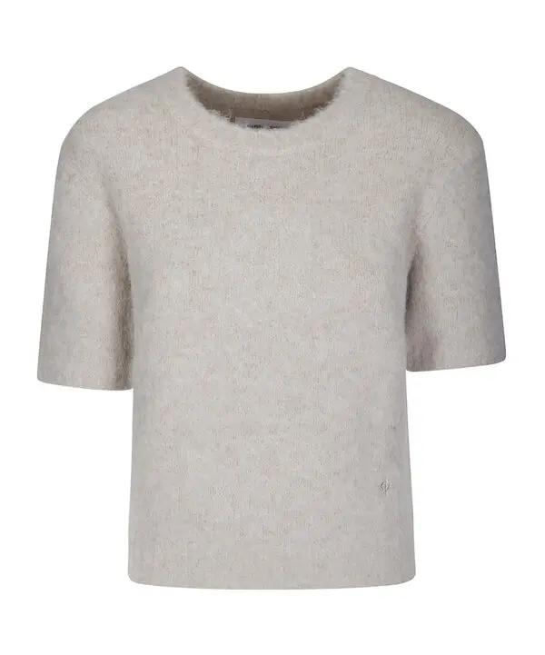 SAMSOE SAMSOE Slightly Cropped Knit T-shirt - Khaki