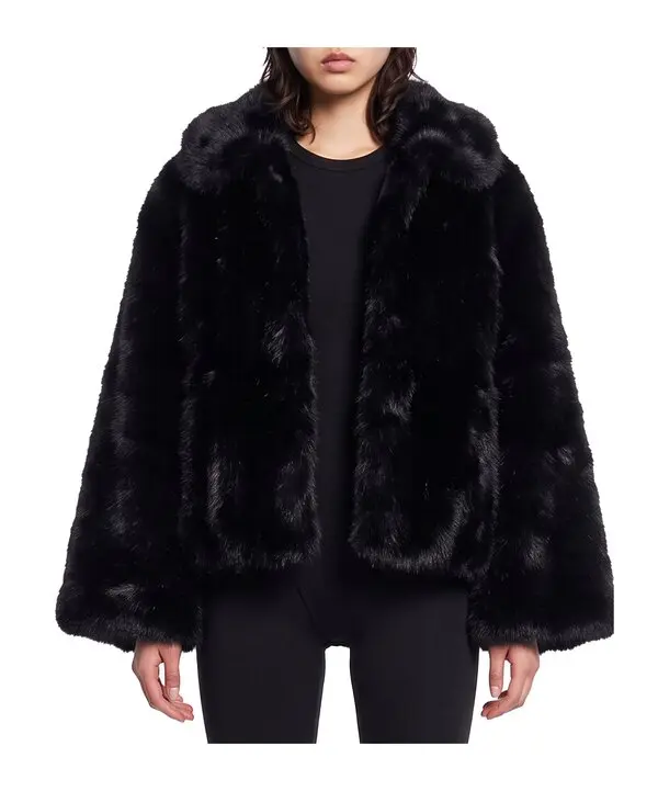 ROTATE BY BIRGER CHRISTENSEN Faux-fur Flared Jacket - Black