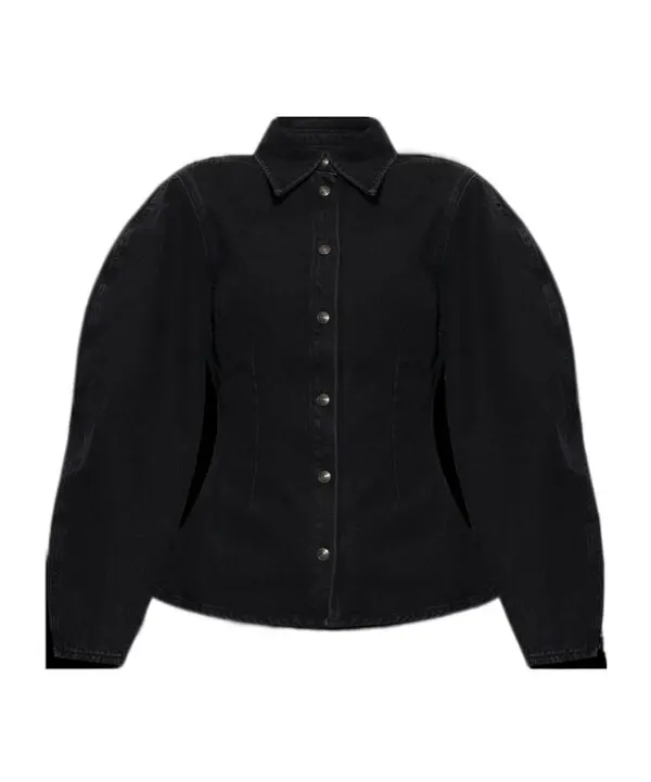 ROTATE BY BIRGER CHRISTENSEN Fitted Denim Shirt Denim