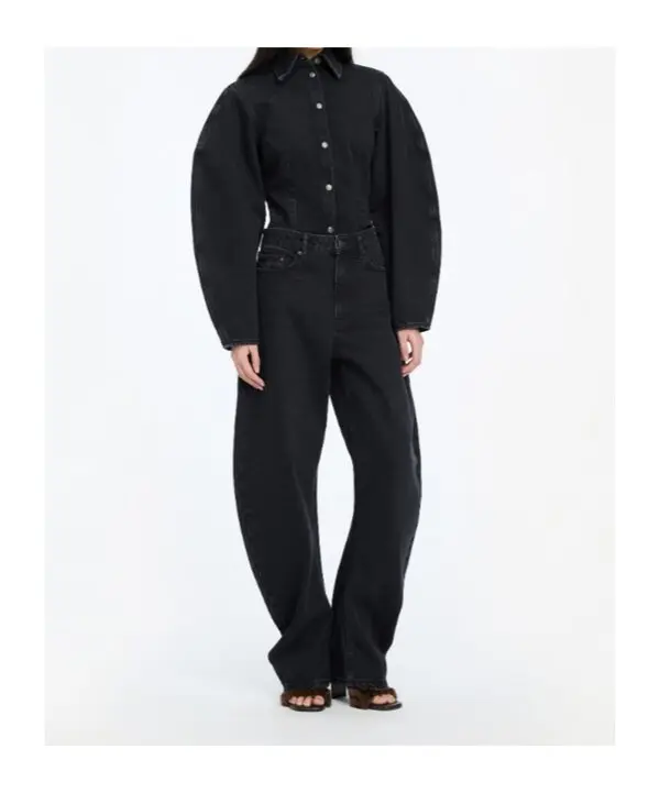 ROTATE BY BIRGER CHRISTENSEN Fitted Denim Shirt Denim