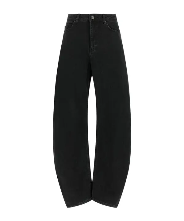 ROTATE BY BIRGER CHRISTENSEN Draped Barrel-leg Jeans Denim