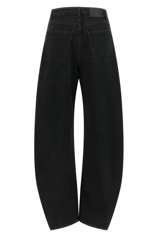 ROTATE BY BIRGER CHRISTENSEN Draped Barrel-leg Jeans Denim
