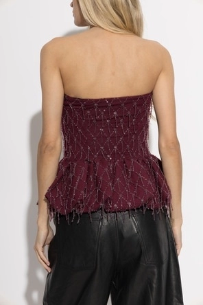 ROTATE BY BIRGER CHRISTENSEN Sequin Embellished Bandeau Top - Wine Red