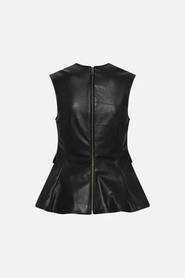 ROTATE BY BIRGER CHRISTENSEN Peplum Leather Vest