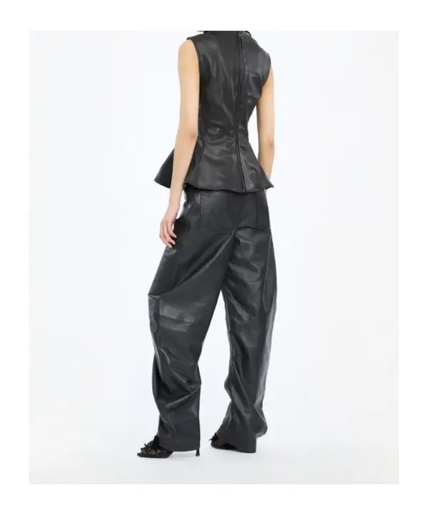 ROTATE BY BIRGER CHRISTENSEN Peplum Leather Vest