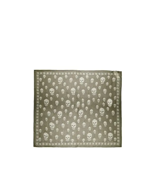 Alexander McQueen Print Silk Scarf - Gray