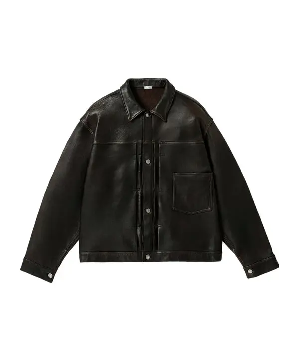 A.PRESSE Retro Leather Jacket - Brown