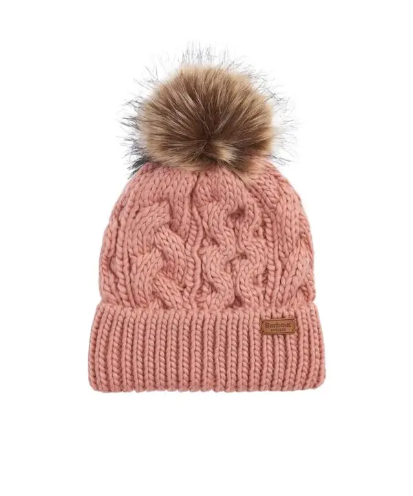 Barbour Penshaw Cable-knit Beanie - Pink Rust