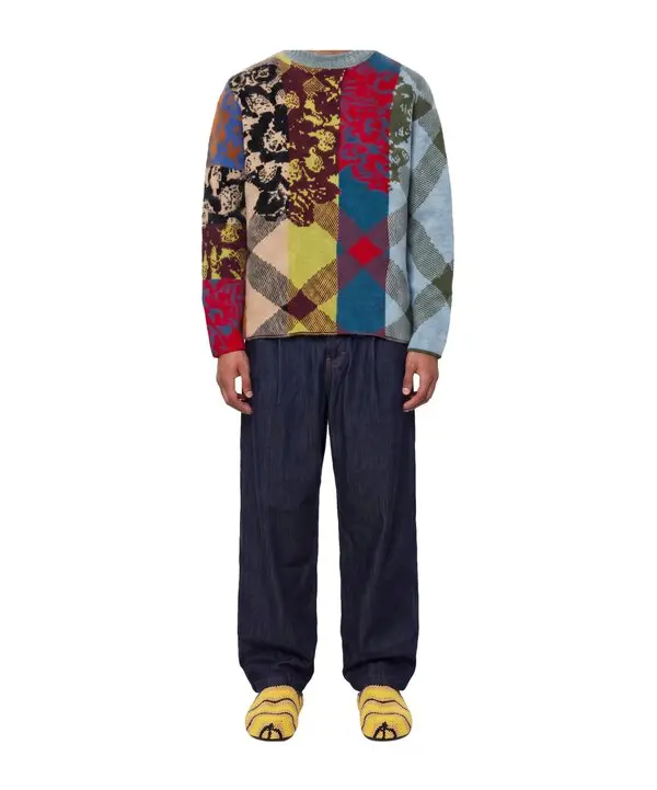 Dries Van Noten Patchwork Jacquard Long-sleeved Sweater - Multi-color