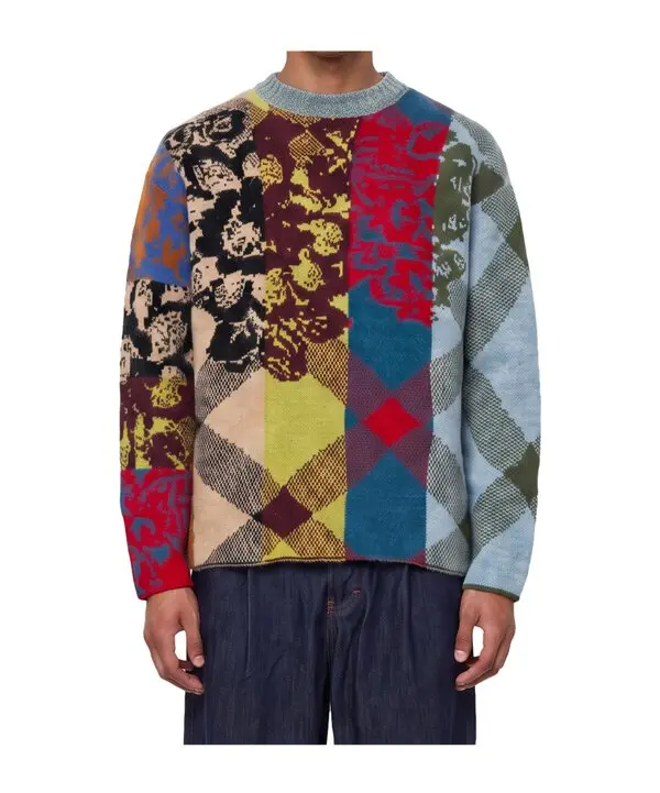 Dries Van Noten Patchwork Jacquard Long-sleeved Sweater - Multi-color