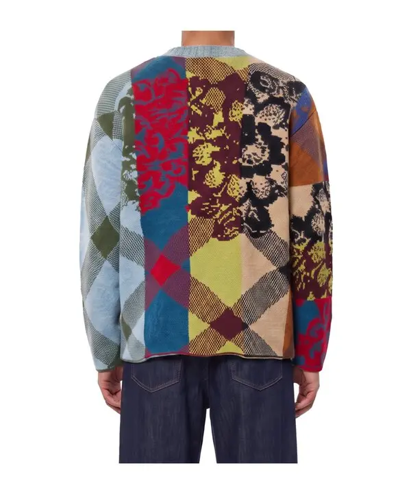 Dries Van Noten Patchwork Jacquard Long-sleeved Sweater - Multi-color