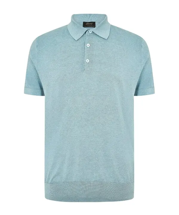 Brioni Fitted Classic Shortsleeve Polo - Blue