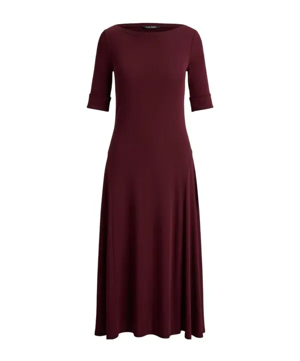 Ralph Lauren Boat-neck Jersey Midi Dress - Brown