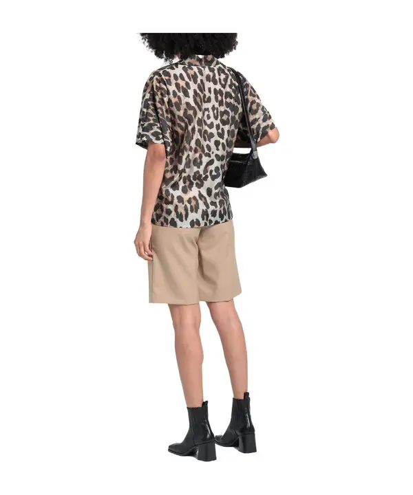GANNI Leopard-print Short-sleeve Shirt