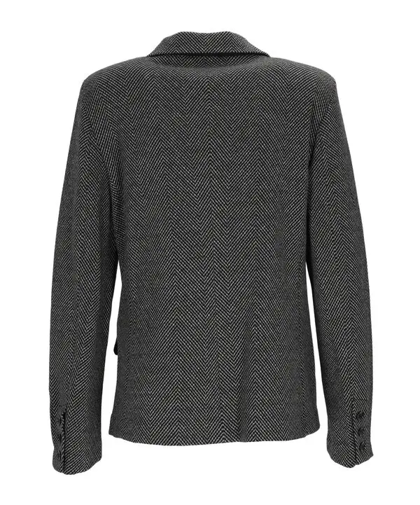 Emporio Armani Single-breasted Jacket In A Herringbone Knit Pattern