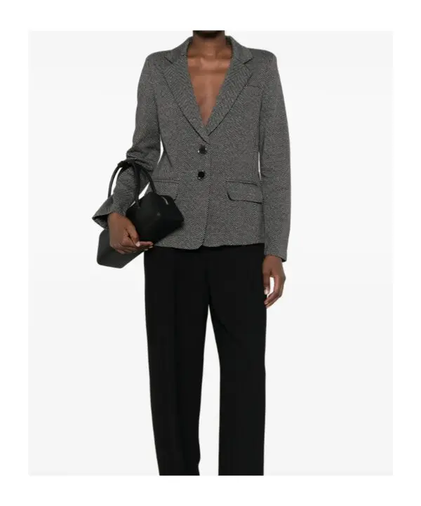 Emporio Armani Single-breasted Jacket In A Herringbone Knit Pattern
