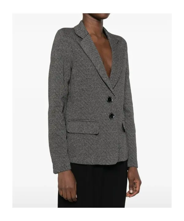 Emporio Armani Single-breasted Jacket In A Herringbone Knit Pattern