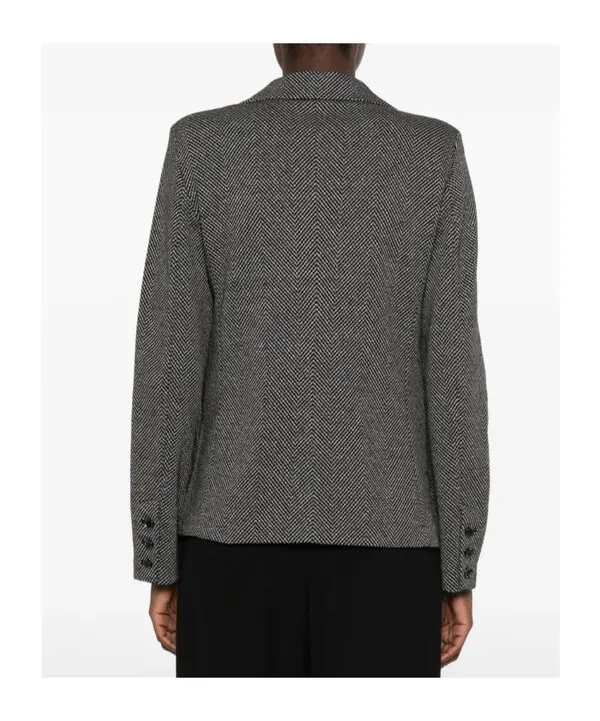 Emporio Armani Single-breasted Jacket In A Herringbone Knit Pattern