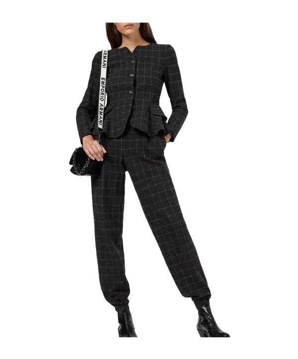 Emporio Armani Windowpane Plaid Tailored Trousers