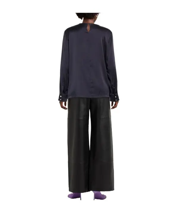 Max Mara Solid-colored Satin Long-sleeve Top