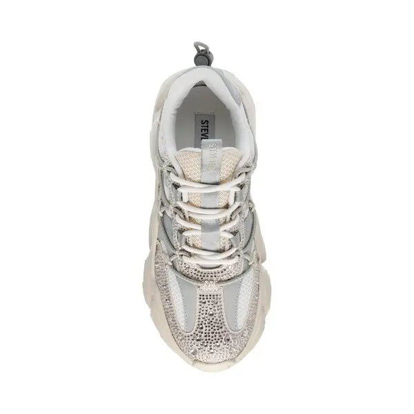 Steve Madden Silverwhite Rhinestoneembellished Chunky Sneakers