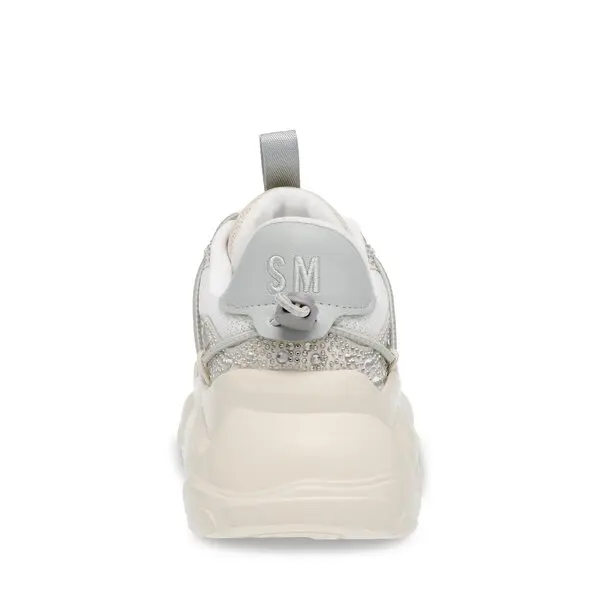 Steve Madden Silverwhite Rhinestoneembellished Chunky Sneakers
