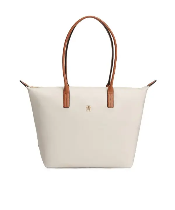 Tommy Hilfiger Solid Color Tote Bags - Nude