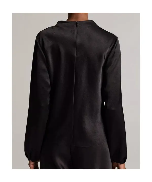 Vince Satin Draped Cowl-neck Long-sleeve Top