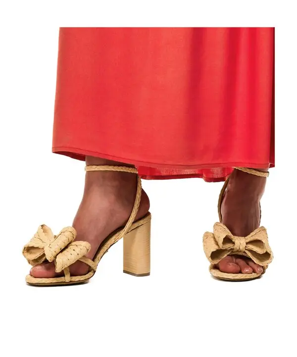 MACHMACH Mach & Mach Block Heel Court Sandals With Bow Detail