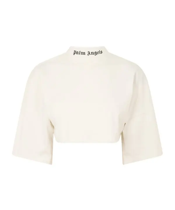 Palm Angels Cotton Crop Top - White