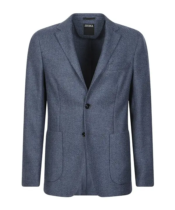 Zegna Long-sleeved Suit Jacket - Blue