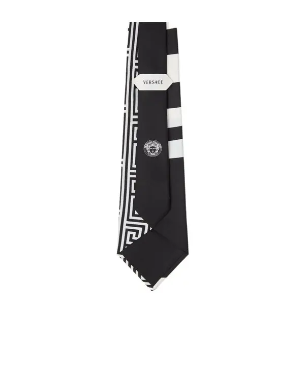 Versace Printed Silk Twill Tie - Black