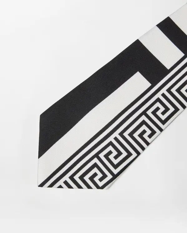 Versace Printed Silk Twill Tie - Black