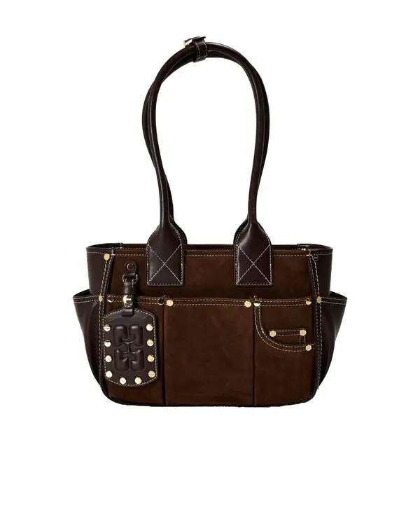 GANNI Solid Color Shoulder Bag - Black