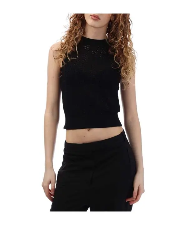 Hugo Boss Sleeveless Knit Cropped Tank Top - Black